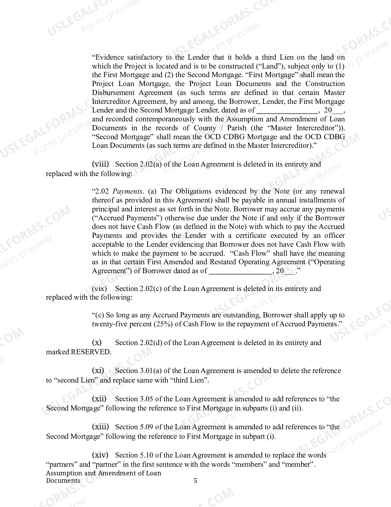 Assumption and Amendment of Loan Documents | US Legal Forms