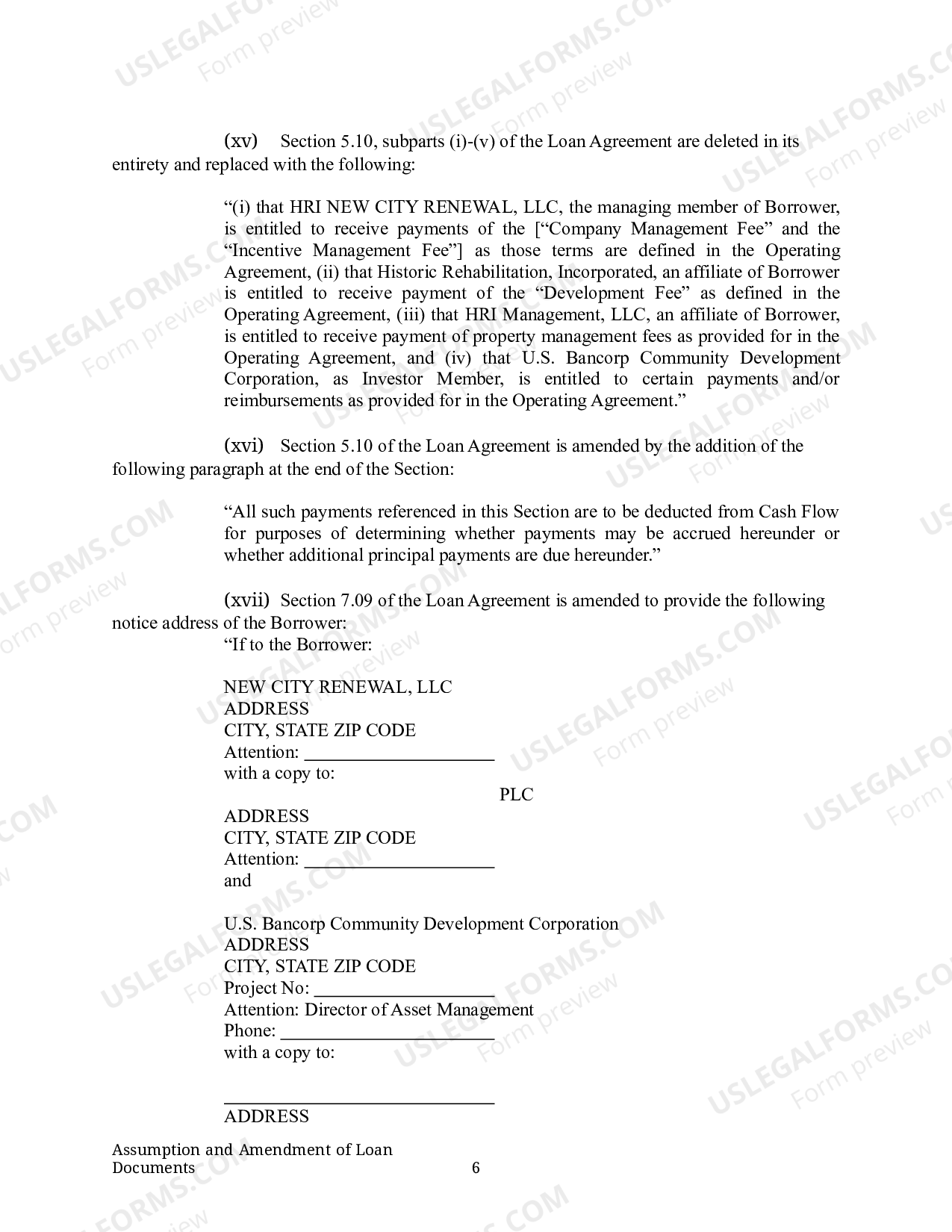 Assumption and Amendment of Loan Documents | US Legal Forms