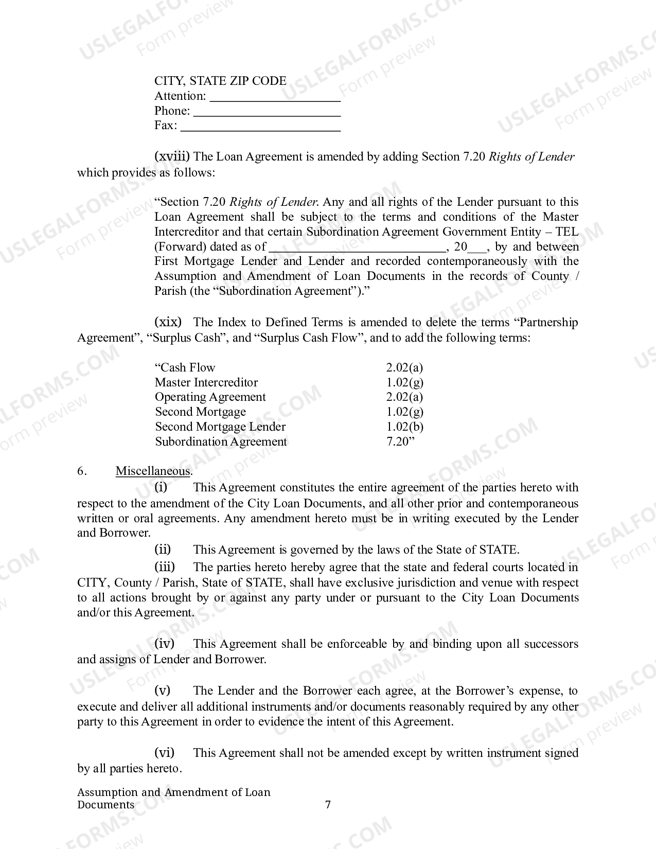Assumption and Amendment of Loan Documents | US Legal Forms