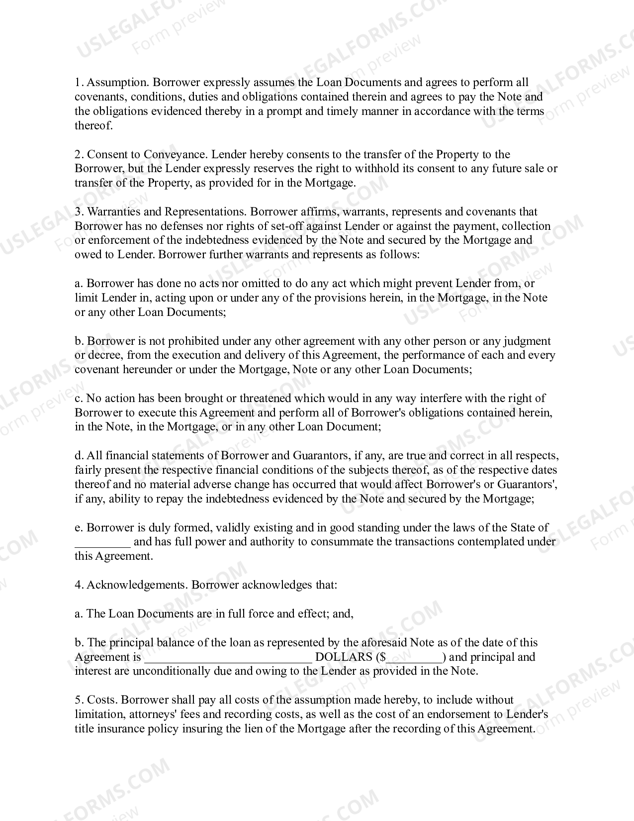 Mortgage Assumption Agreement | US Legal Forms