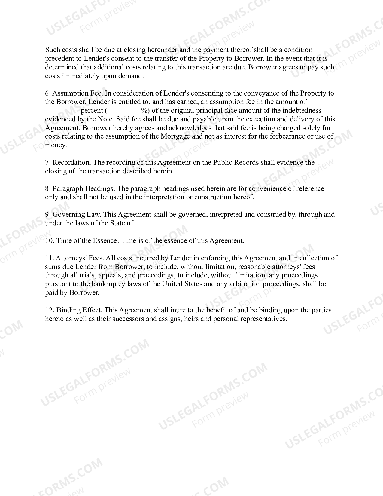 Mortgage Assumption Agreement | US Legal Forms