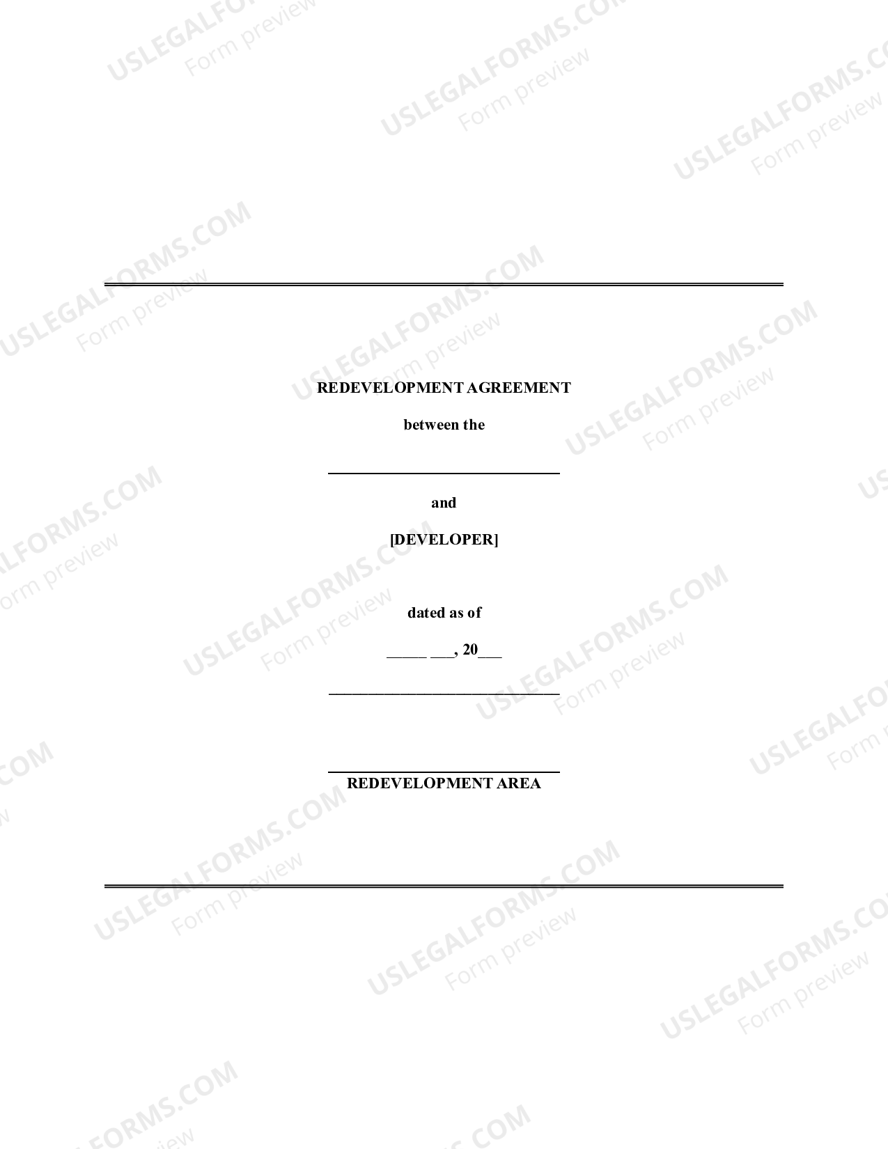 Redevelopment Agreement | US Legal Forms