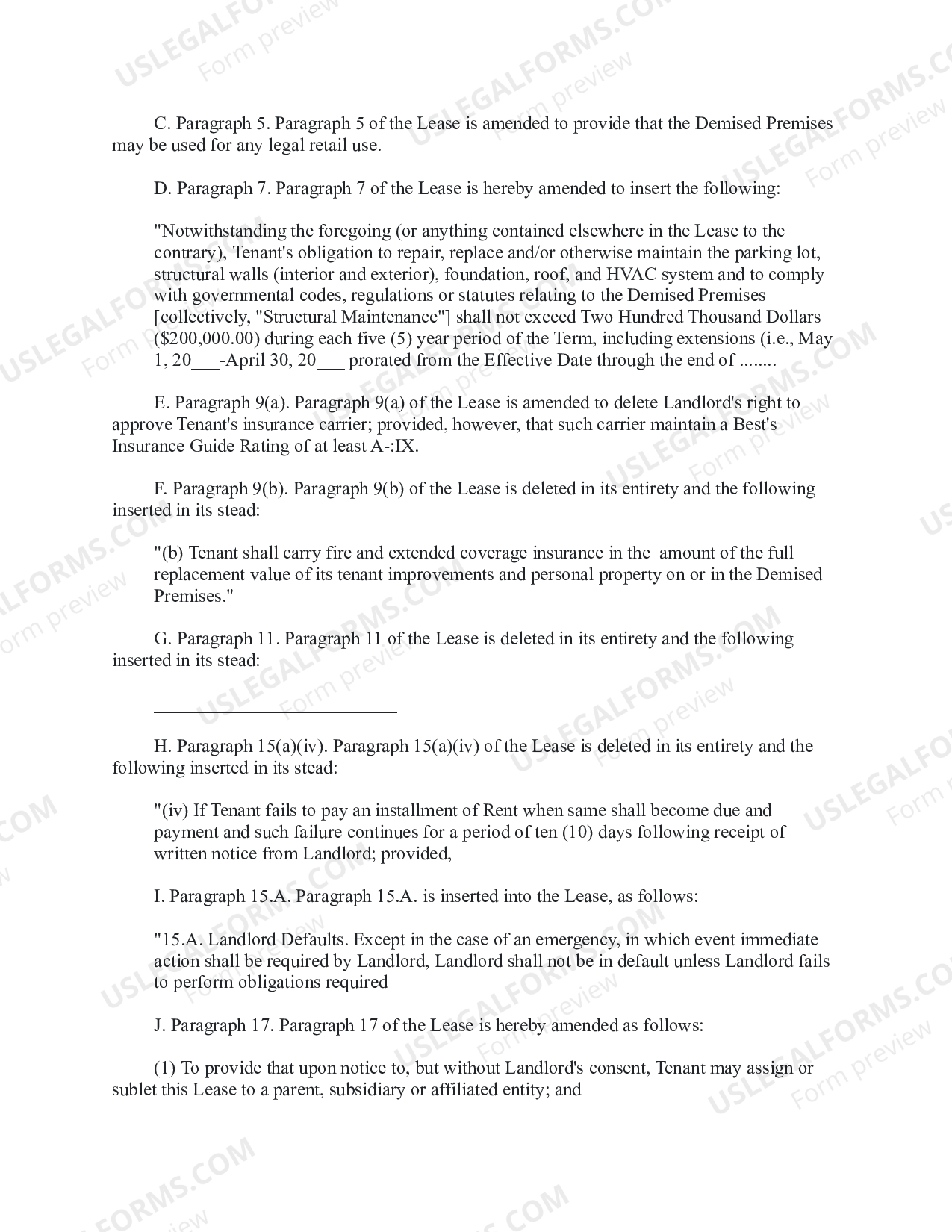 Assignment and Assumption of and Amendment to Lease Agreement | US ...