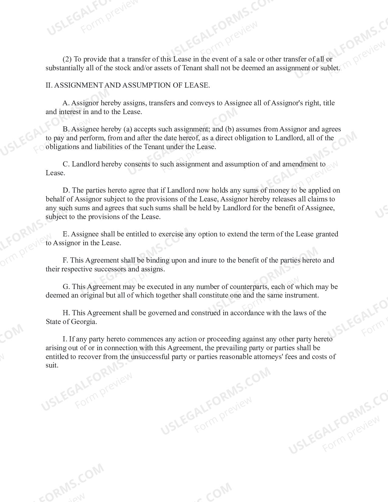 Assignment and Assumption of and Amendment to Lease Agreement | US ...