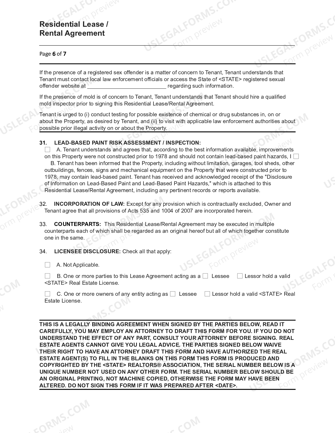 Residential Lease - Rental Agreement | US Legal Forms