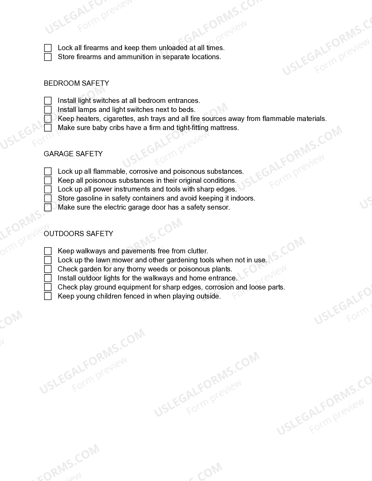 Home Safety Checklist | US Legal Forms