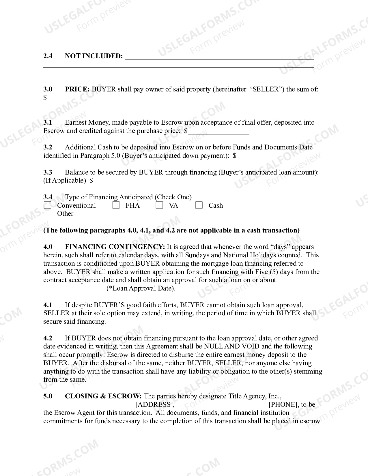 Basic Real Estate Purchase Agreement | US Legal Forms