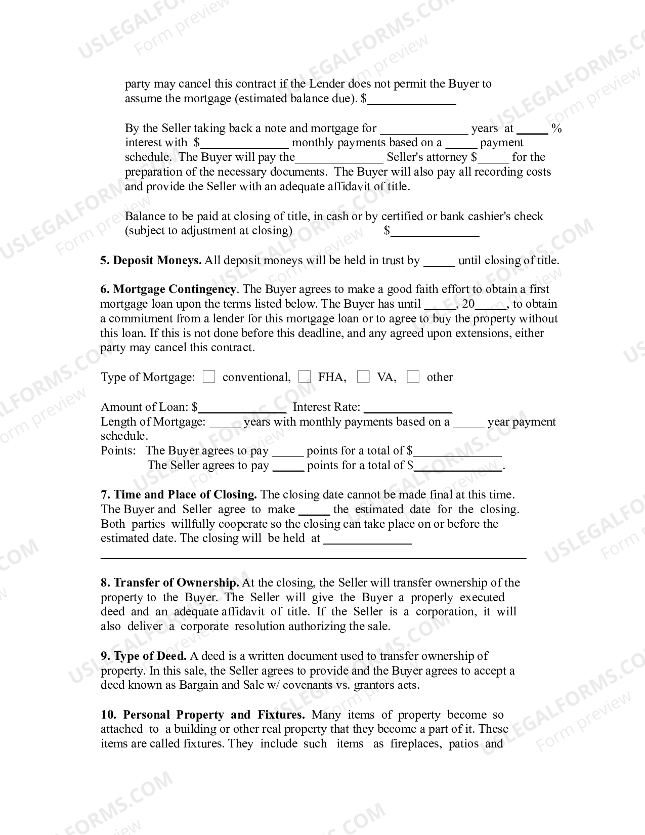 Contract for Sale of Real Estate | US Legal Forms