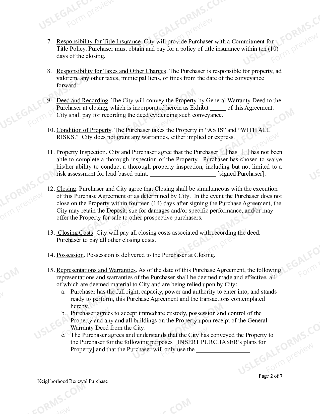 Sample Purchase Agreement | US Legal Forms