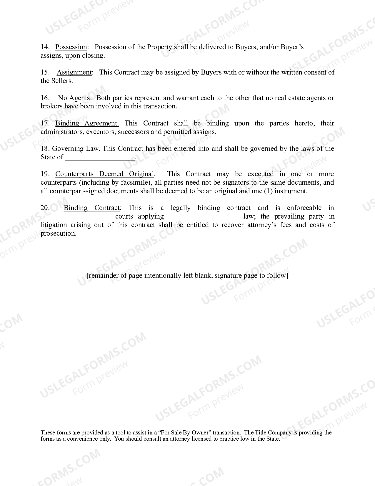 Basic Real Estate Contract | US Legal Forms