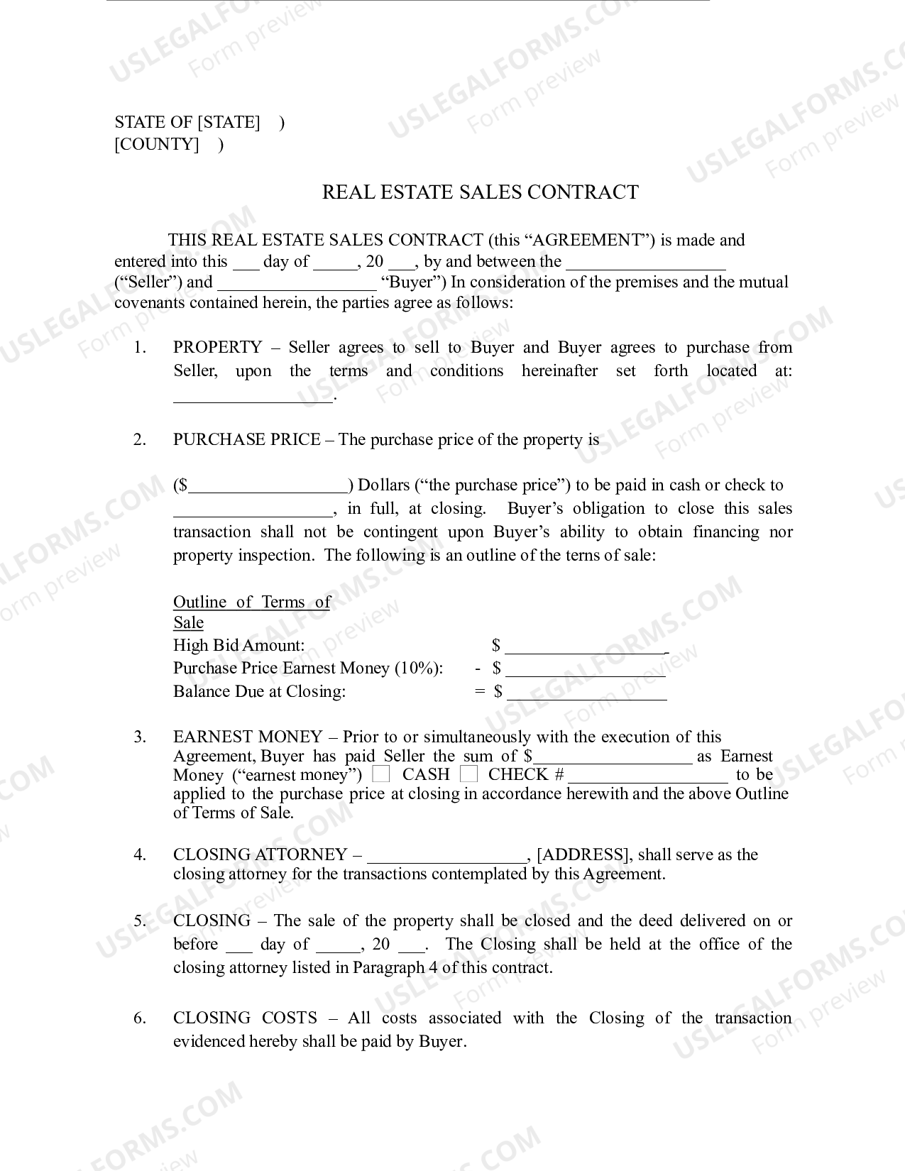 Real Estate Sales Contract | US Legal Forms