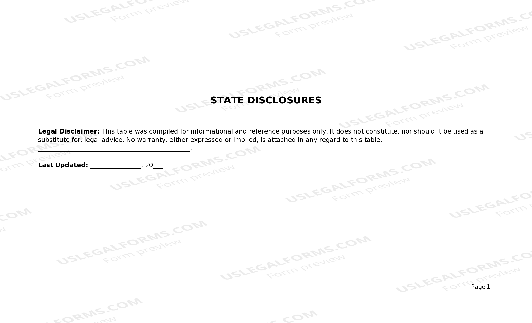 State Disclosure List | US Legal Forms
