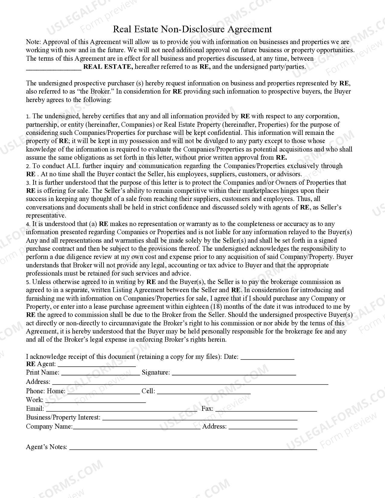Real Estate Disclosure Agreement | US Legal Forms