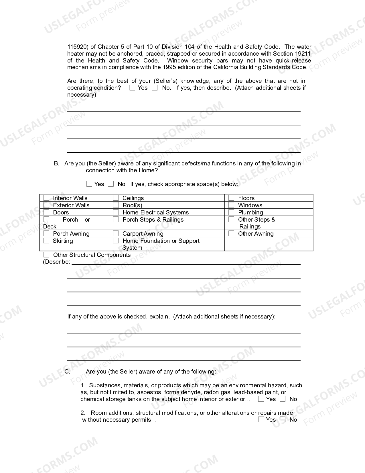 Manufactured Home Transfer Disclosure Statement | US Legal Forms