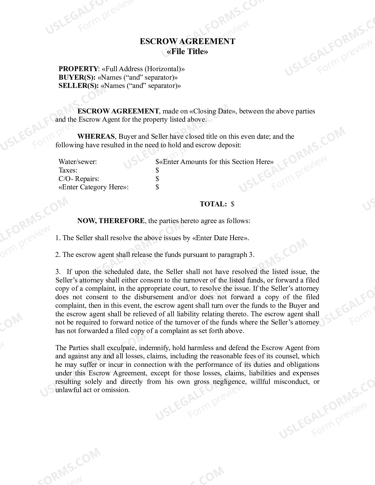 Escrow Agreement | US Legal Forms