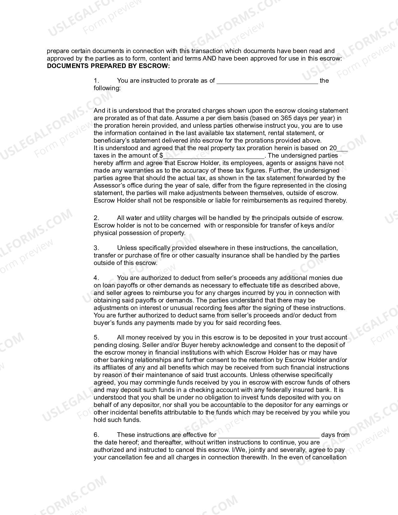 Escrow Closing Instructions | US Legal Forms