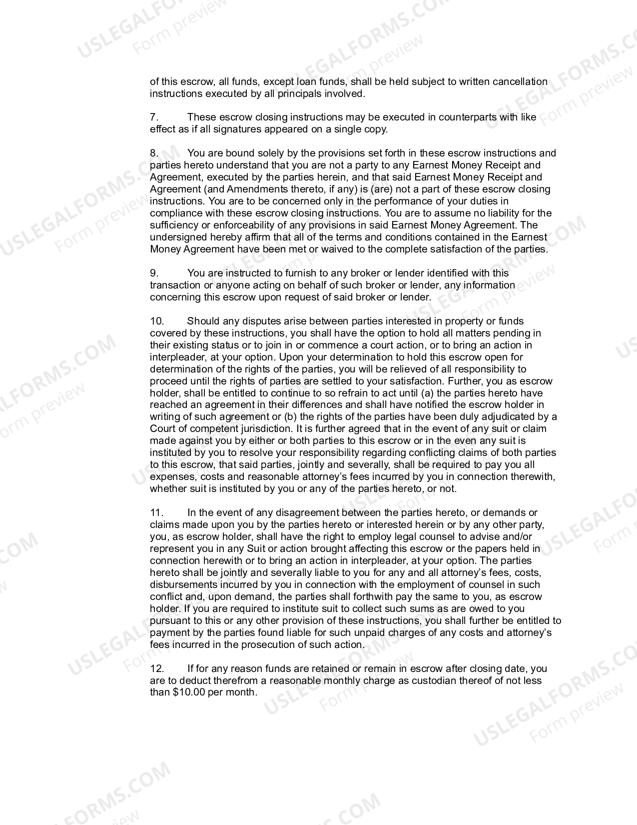 Escrow Closing Instructions | US Legal Forms