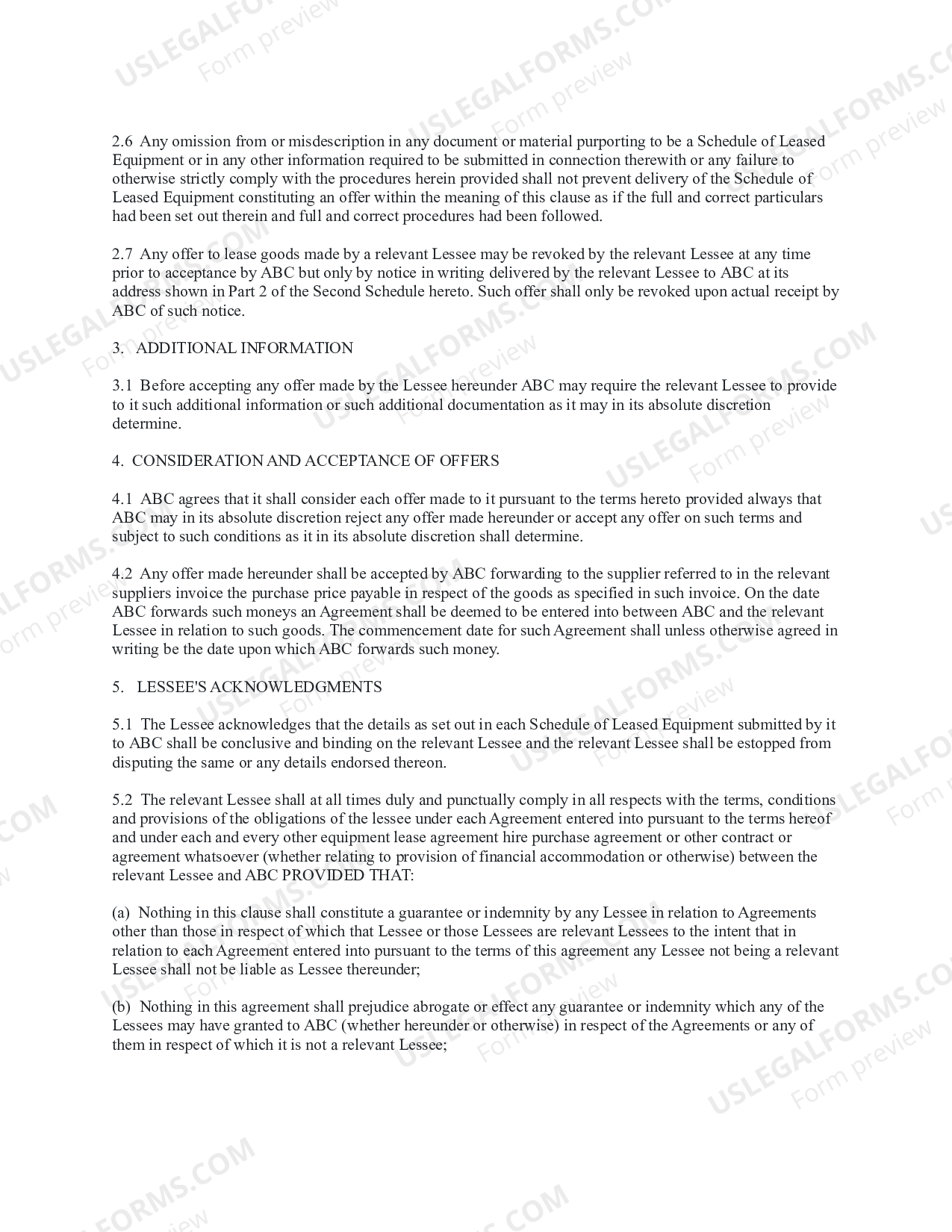 Master Lease Agreement between Corporation and another Party | US Legal ...