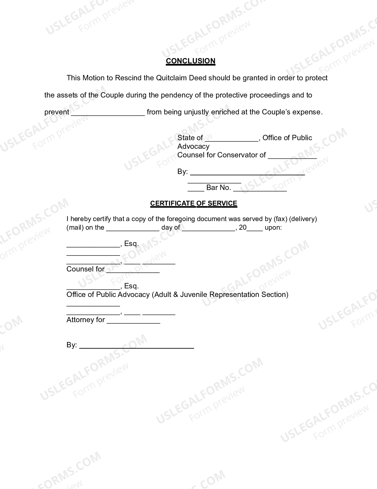 Motion to Rescind Quitclaim Deed Dated on a Specific Date | US Legal Forms