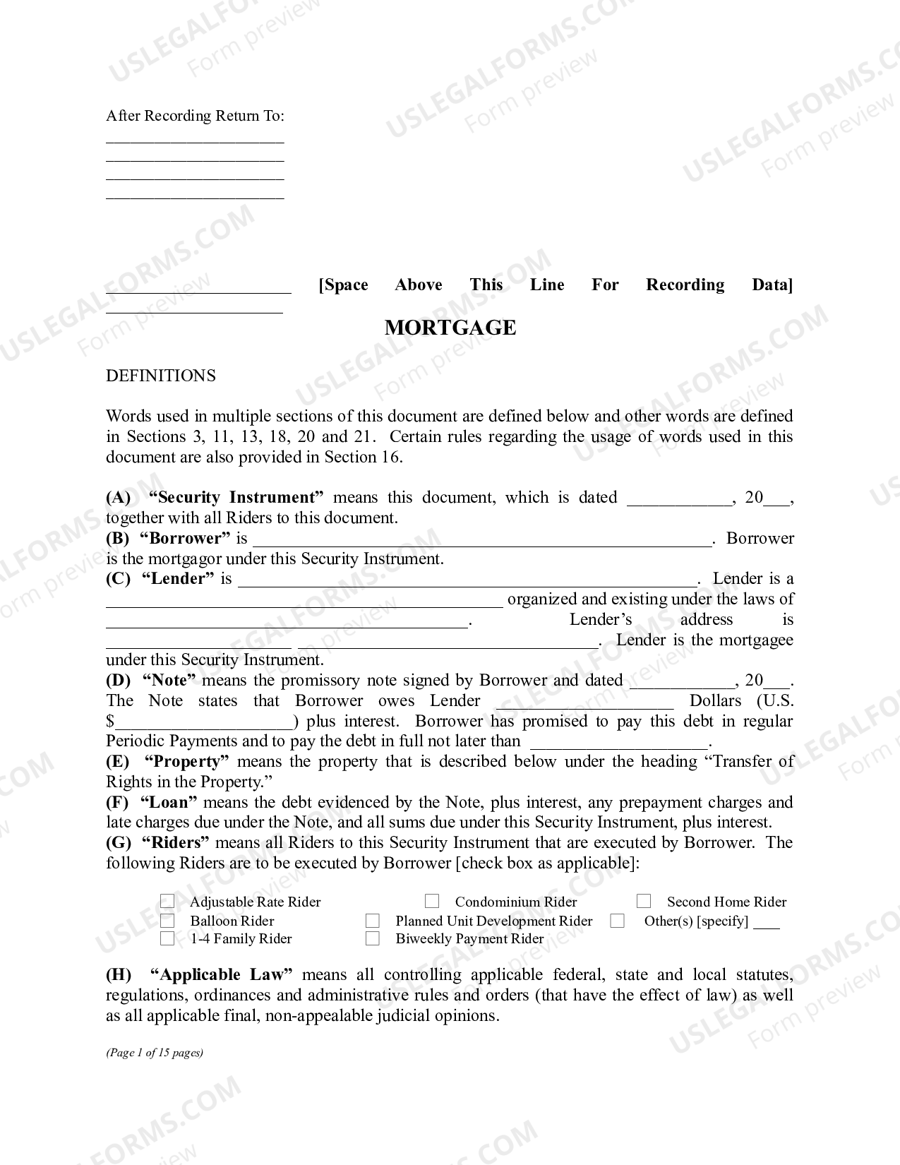 Sample Mortgage | US Legal Forms