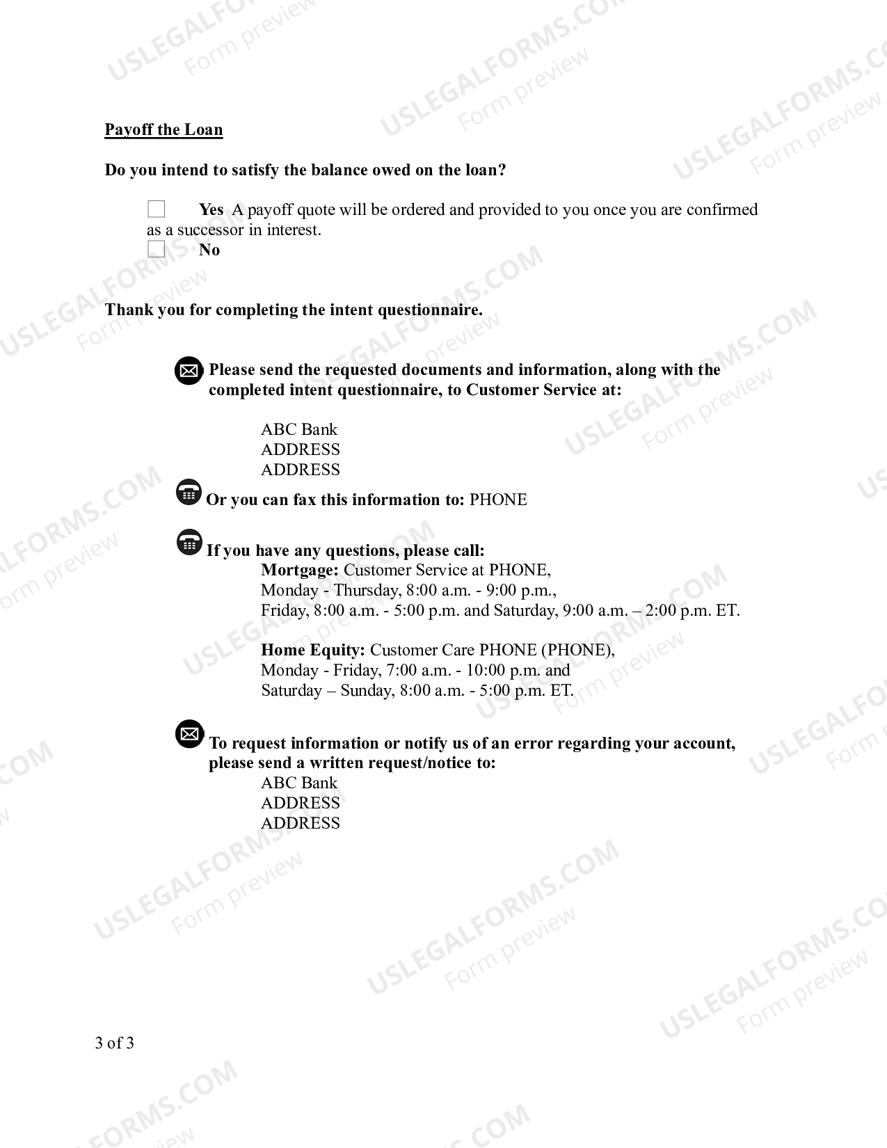 Successor In Interest Intent Questionnaire | US Legal Forms