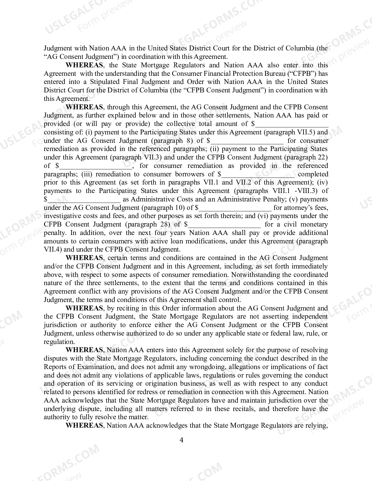 Settlement Agreement and Consent Order for Mortgage Company | US Legal ...