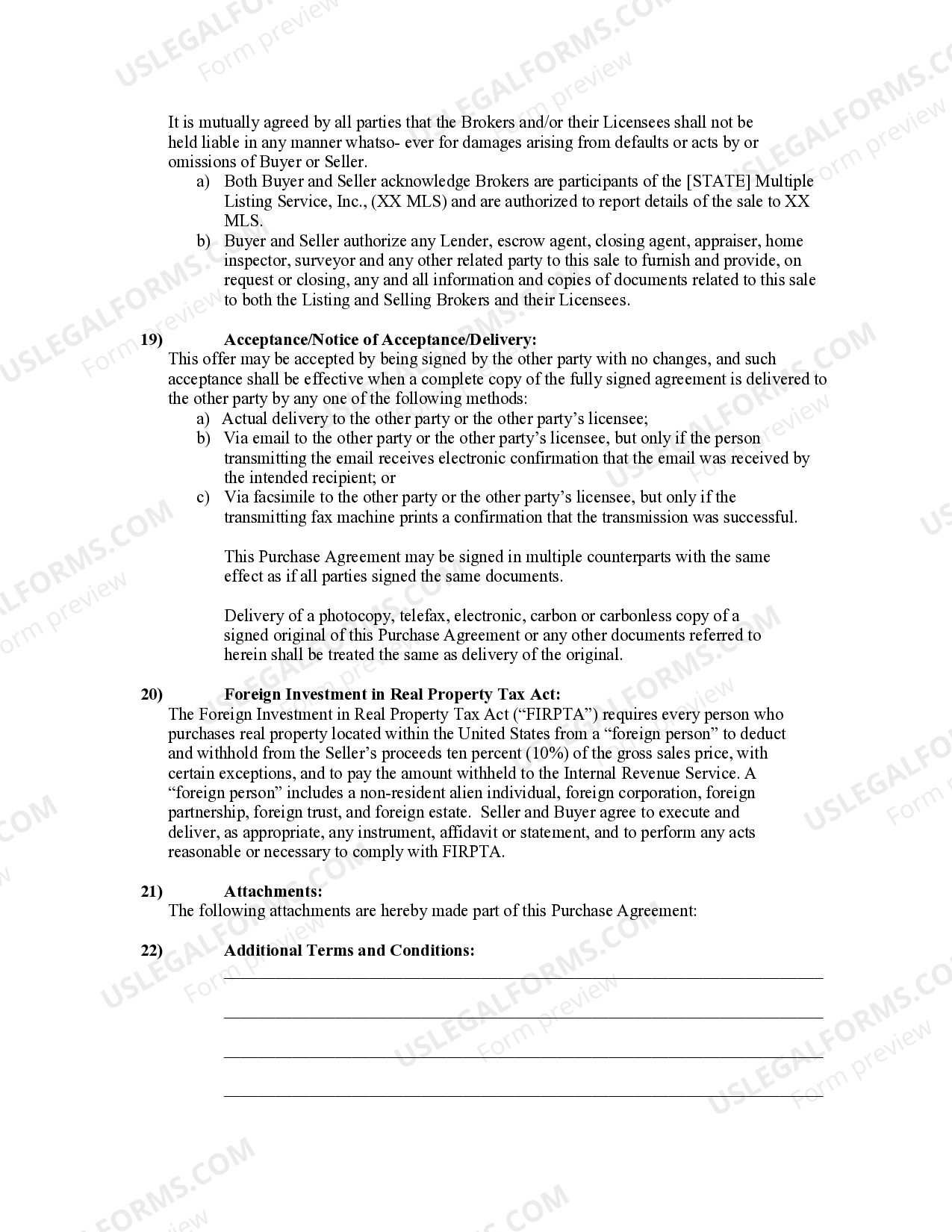 Purchase and Sale Agreement Form | US Legal Forms