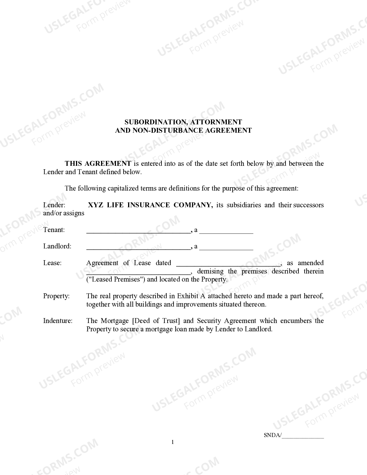 Subordination, Attornment And Non-Disturbance Agreement | US Legal Forms