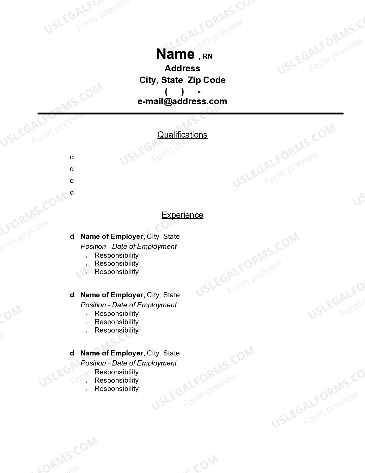 Mississippi Resume for RN | US Legal Forms