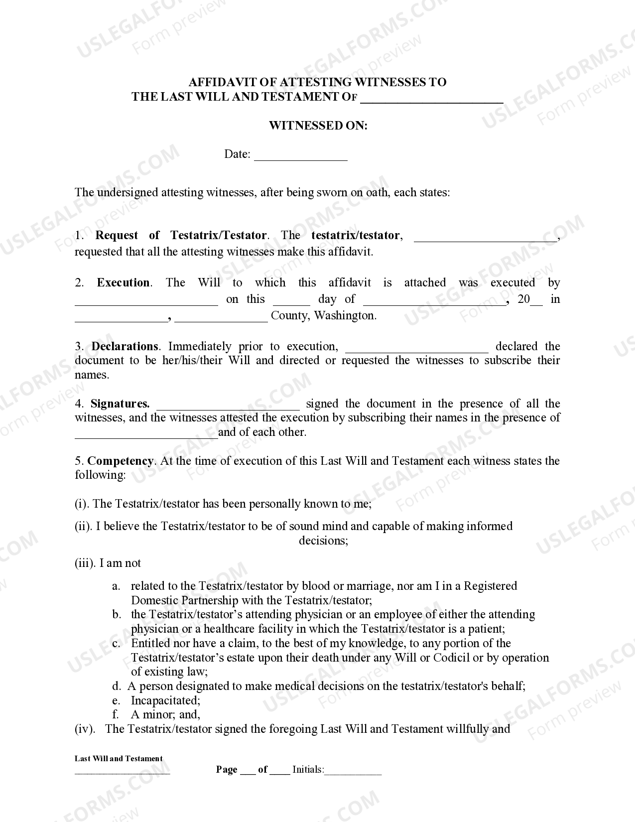 Affidavit of Attesting Witnesses to the Last Will and Testament of ...