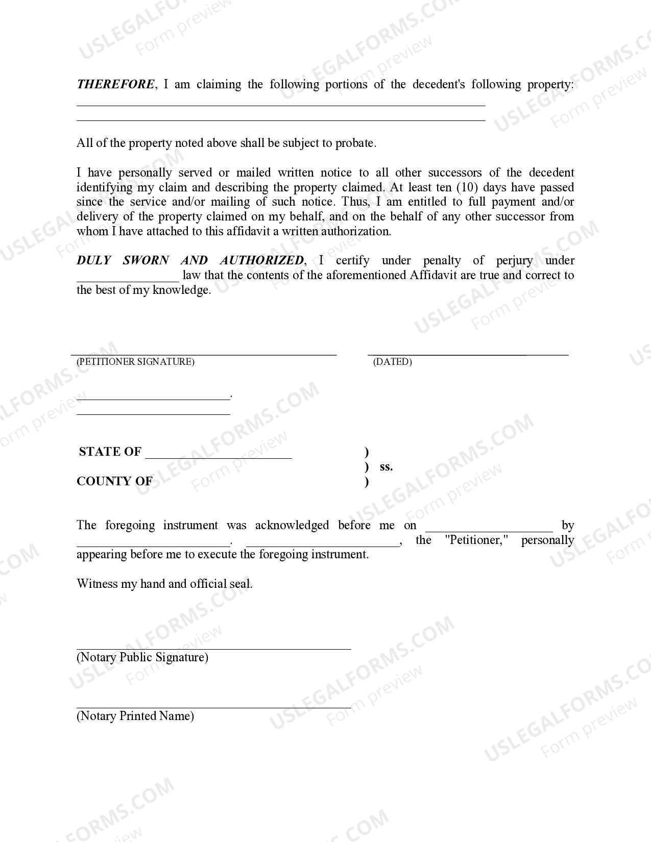 Affidavit of Death | US Legal Forms