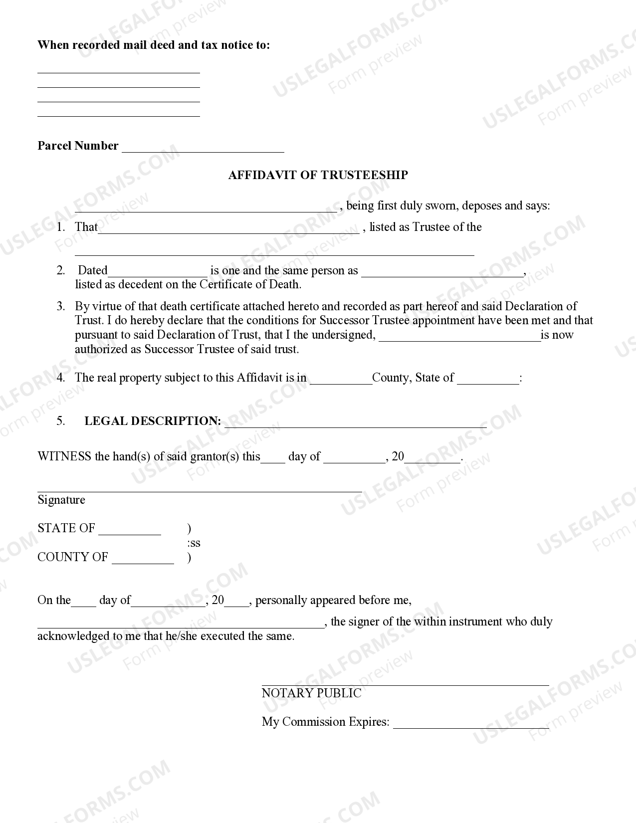 Affidavit of Trusteeship | US Legal Forms