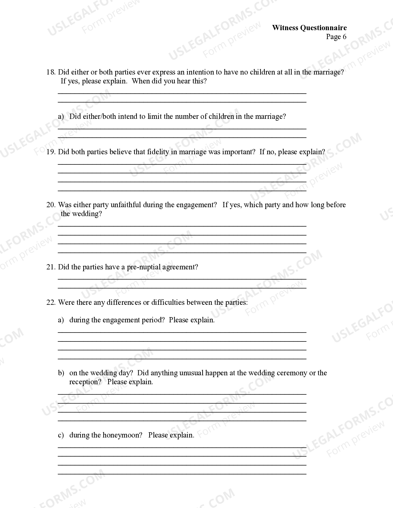 Witness Questionnaire | US Legal Forms