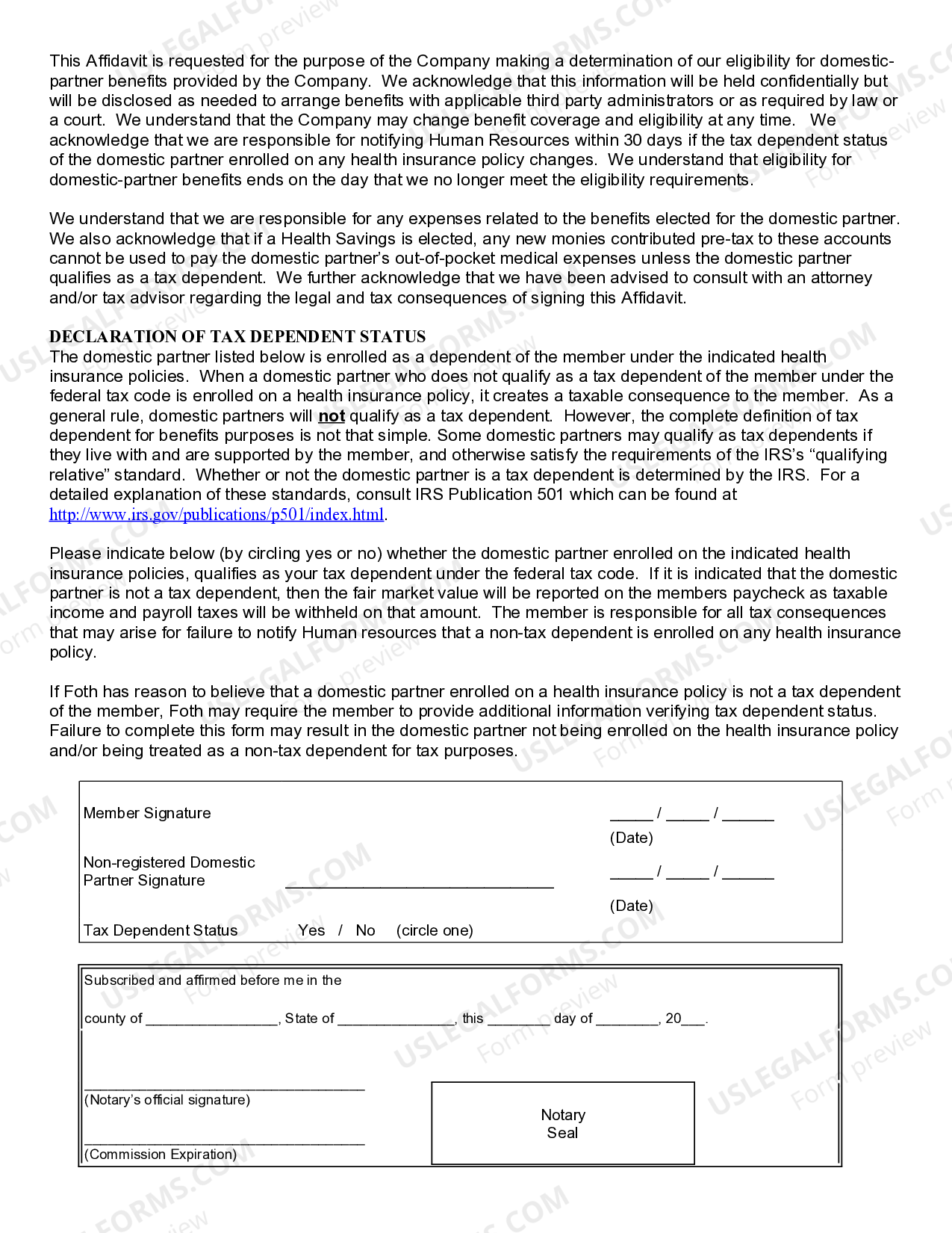 Affidavit of Domestic Partnership | US Legal Forms