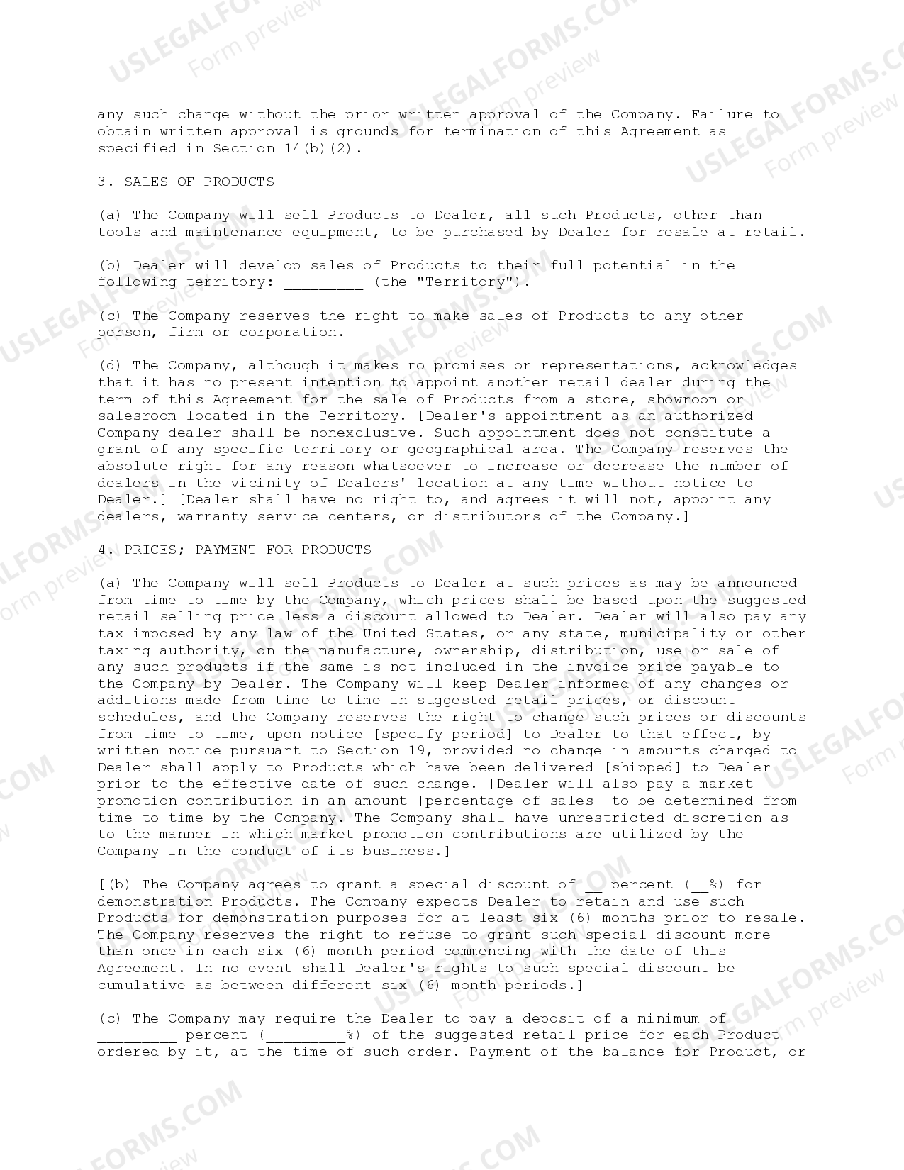 Dealer Agreement Form With Distributor | US Legal Forms