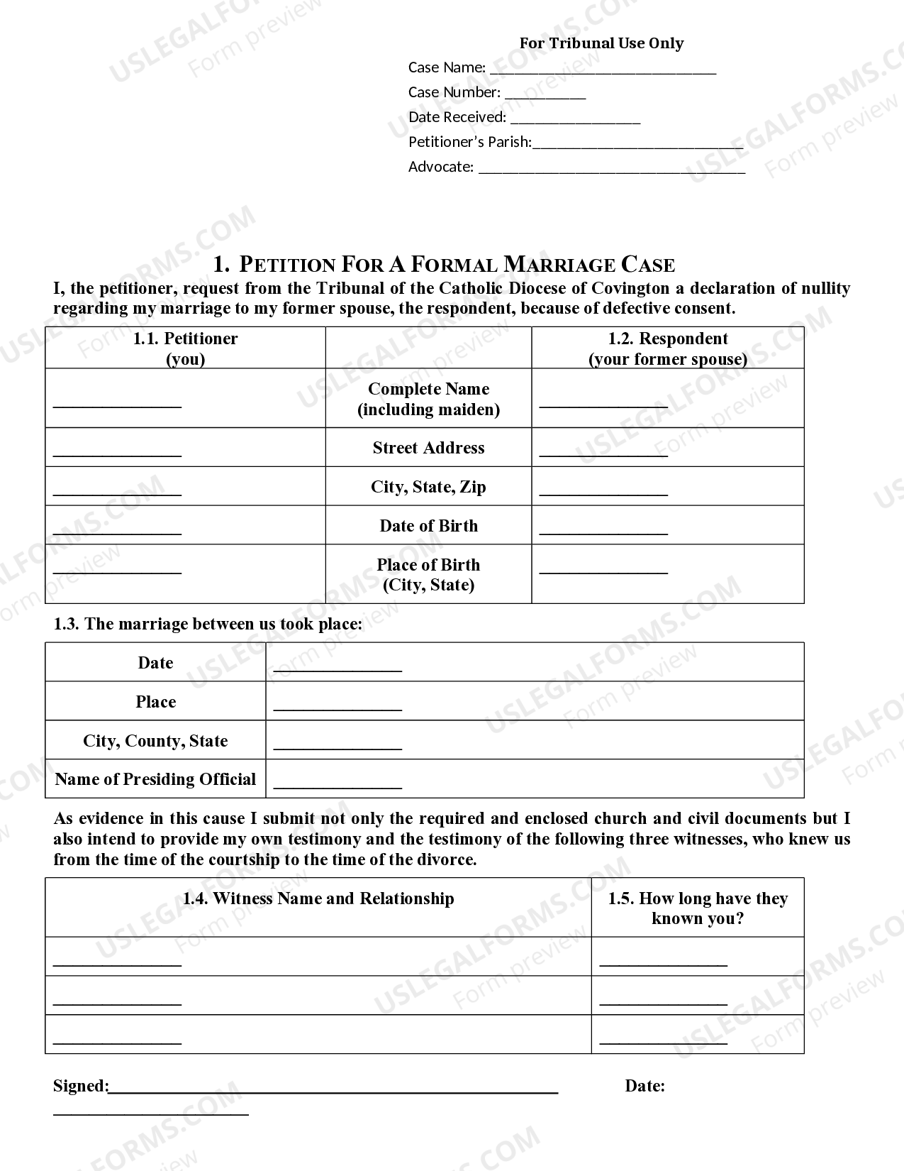 Petition for a Formal Marriage Case | US Legal Forms