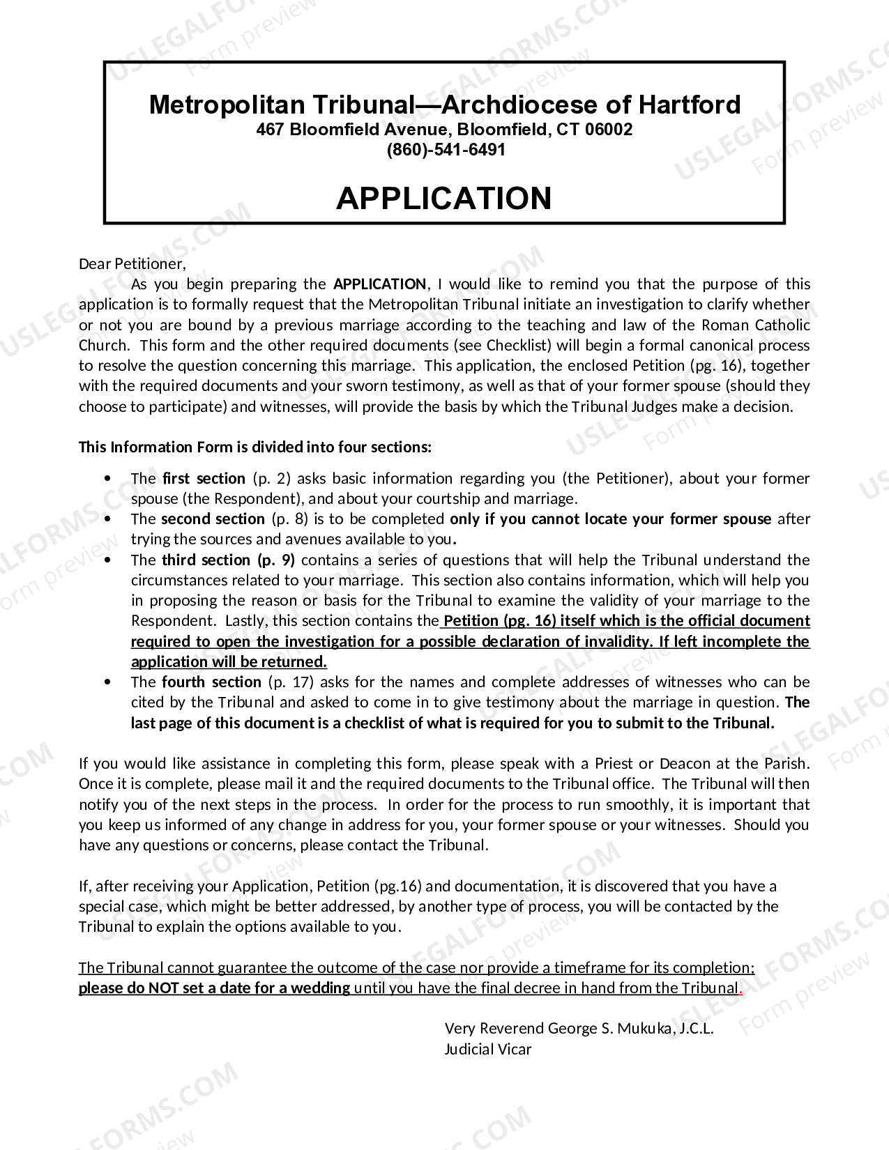Application to Begin Canonical Process | US Legal Forms