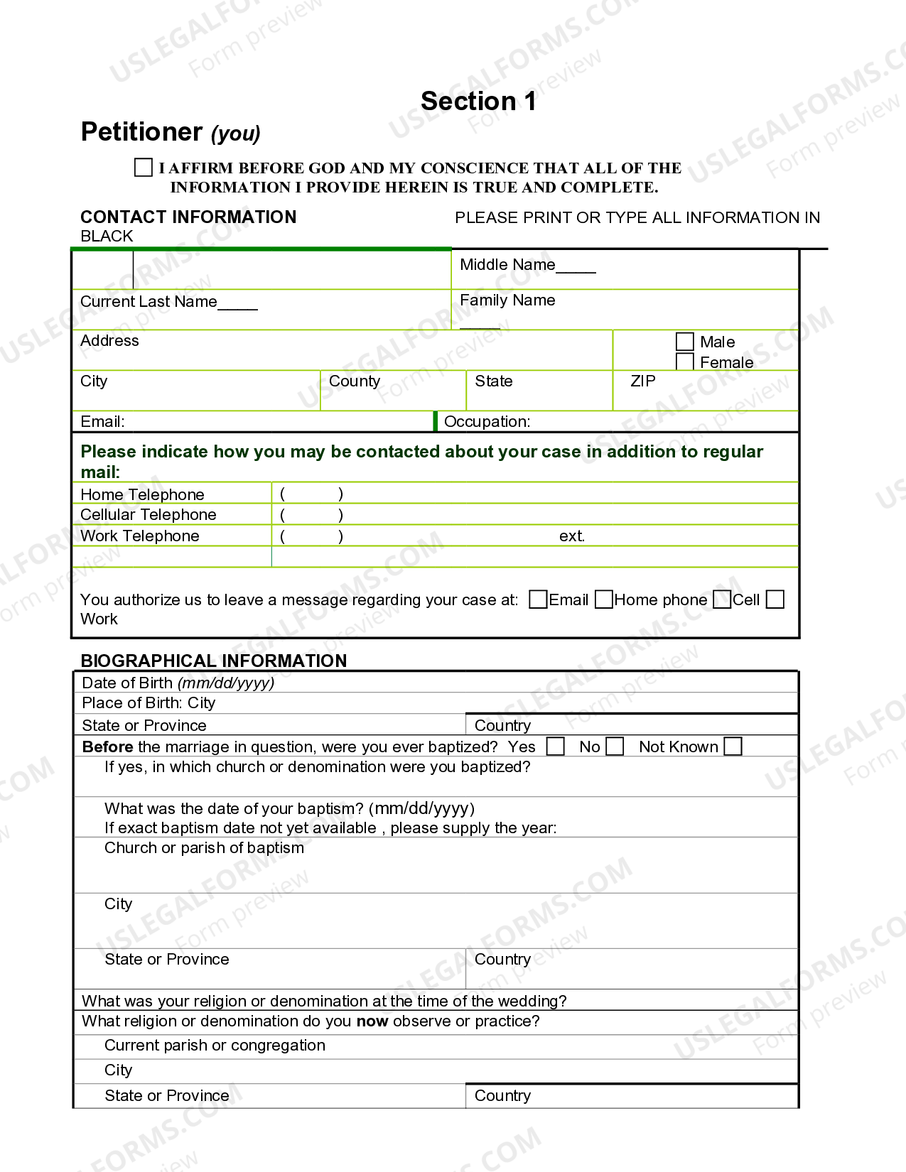 Application to Begin Canonical Process | US Legal Forms