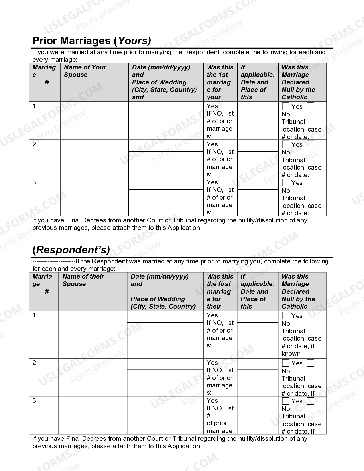 Application to Begin Canonical Process | US Legal Forms