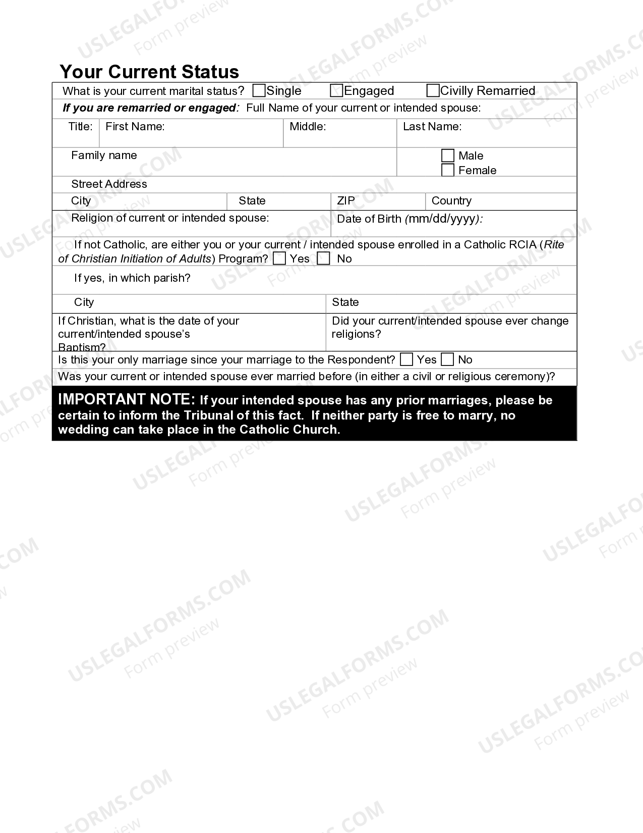 Application to Begin Canonical Process | US Legal Forms