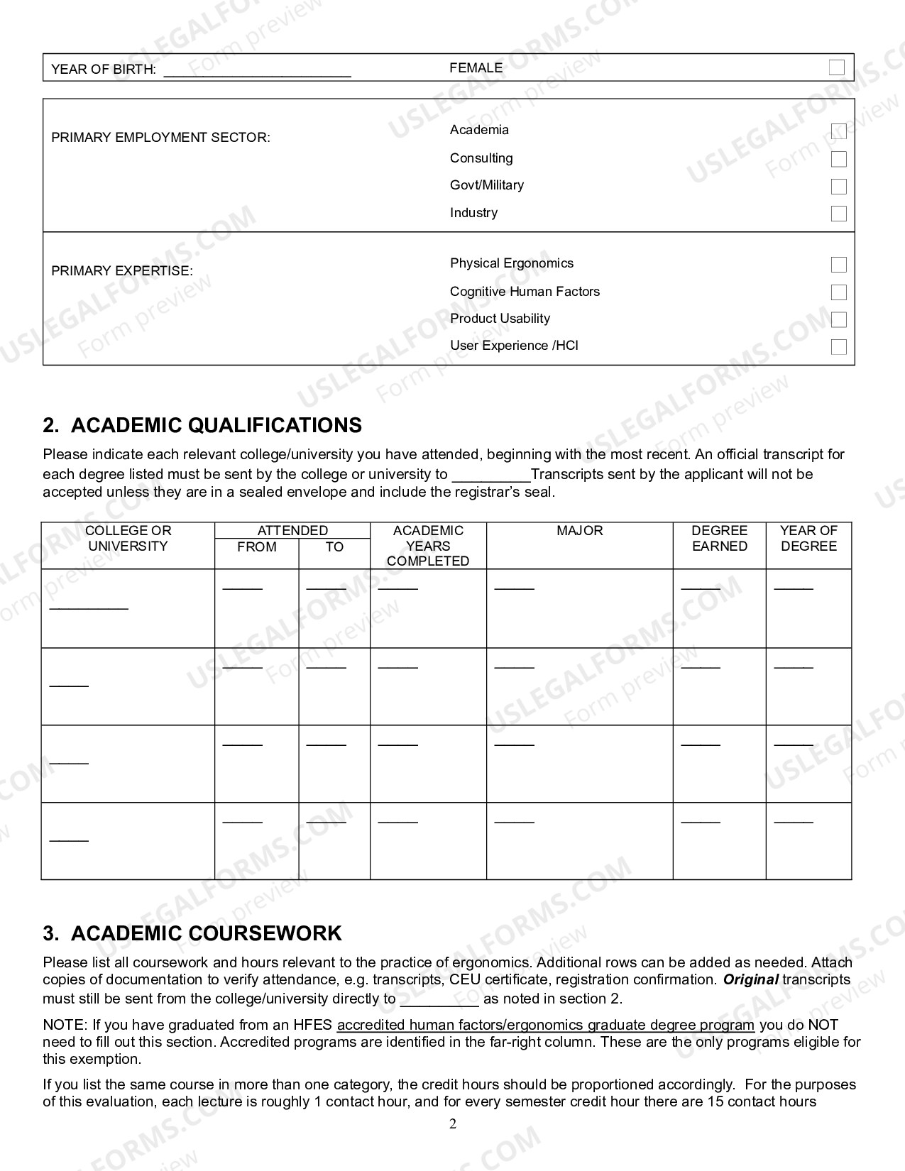 Associate Application (Ergonomics) | US Legal Forms