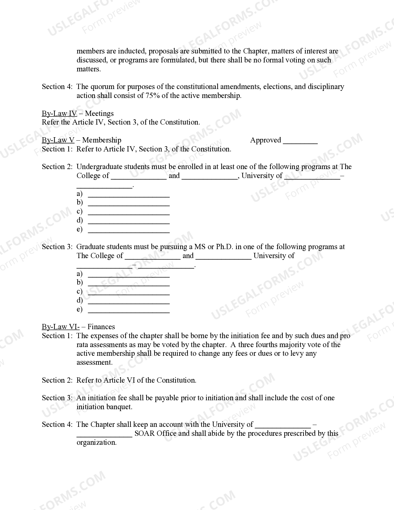 Constitution for a Greek Fratenity or Sorority | US Legal Forms