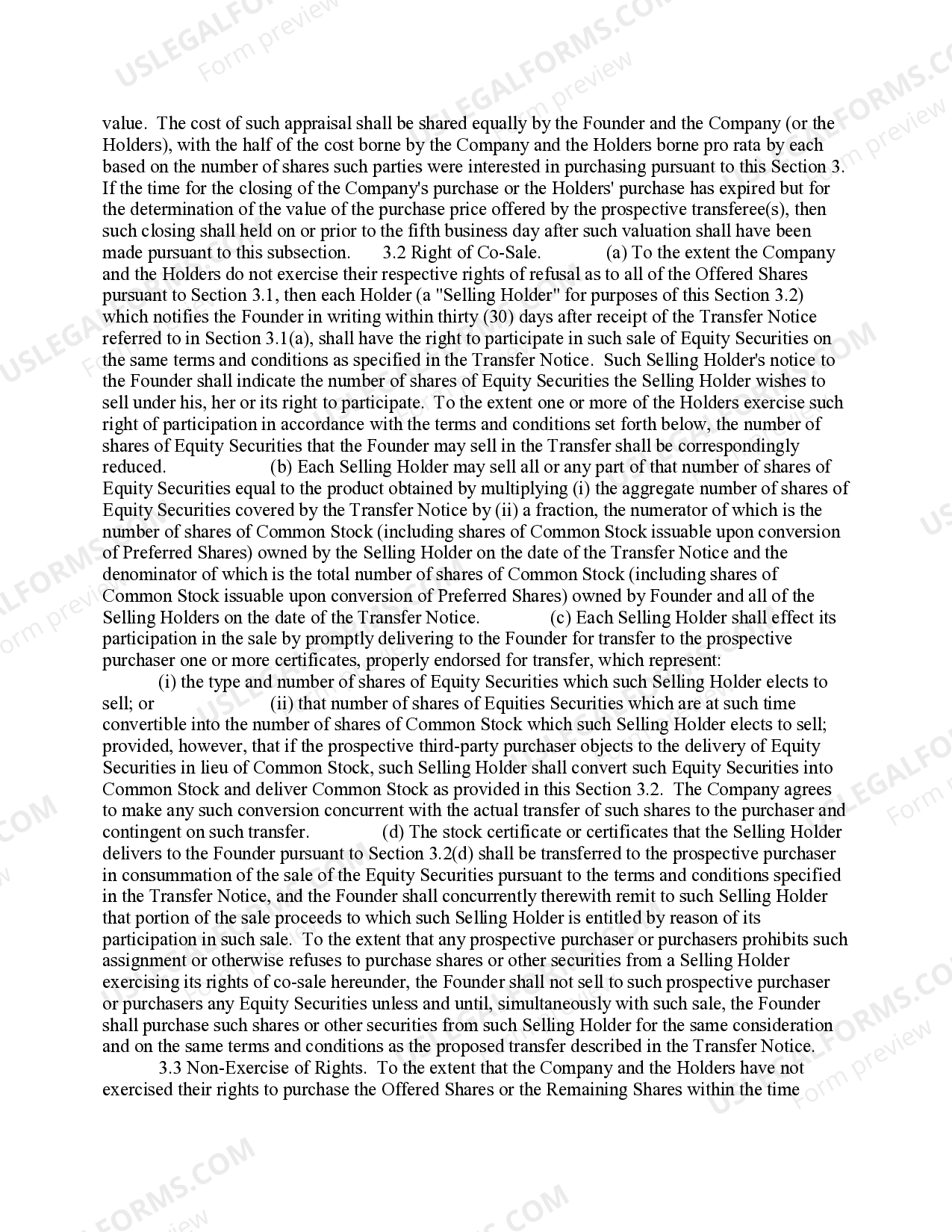 Right of First Refusal and Co-Sale Agreement - First Right Of Refusal ...