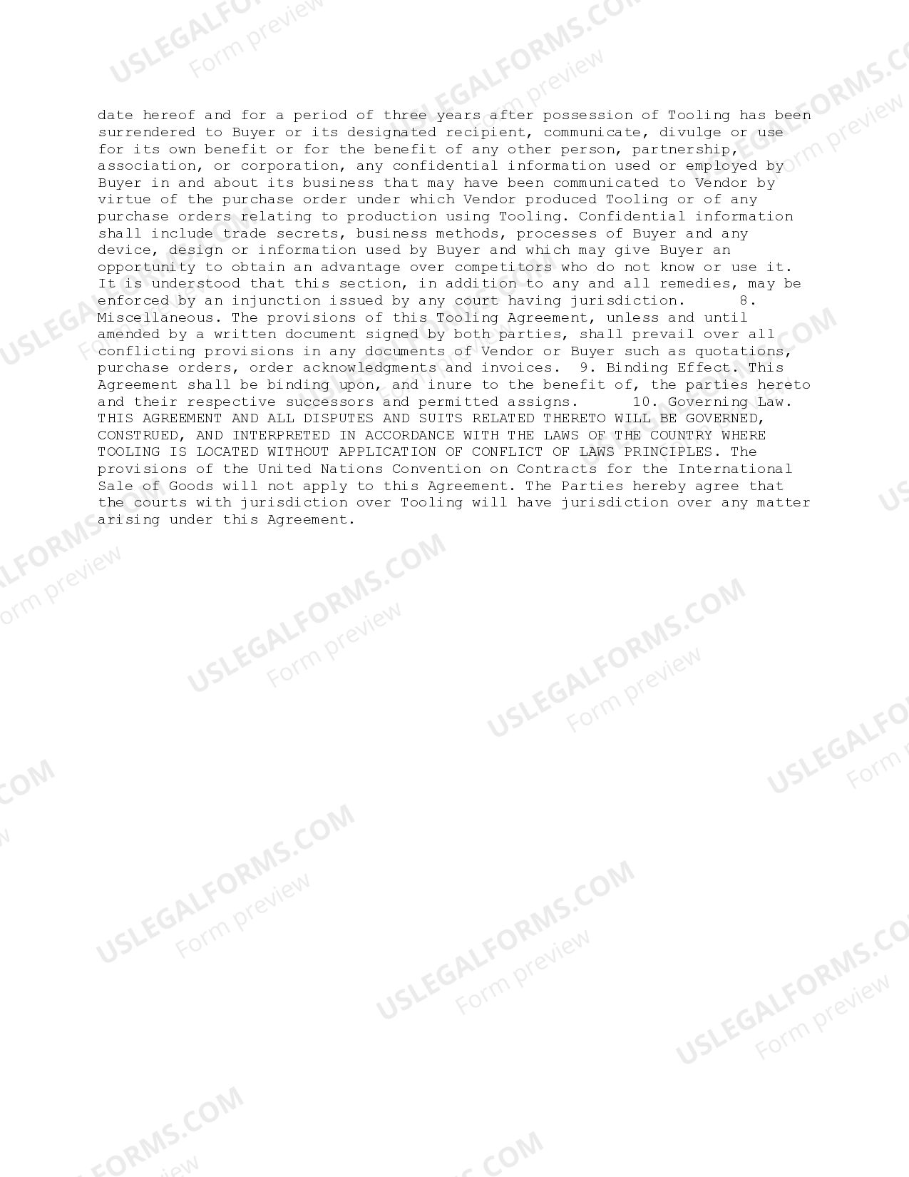 Tooling Agreement - Tooling Agreement Template | US Legal Forms