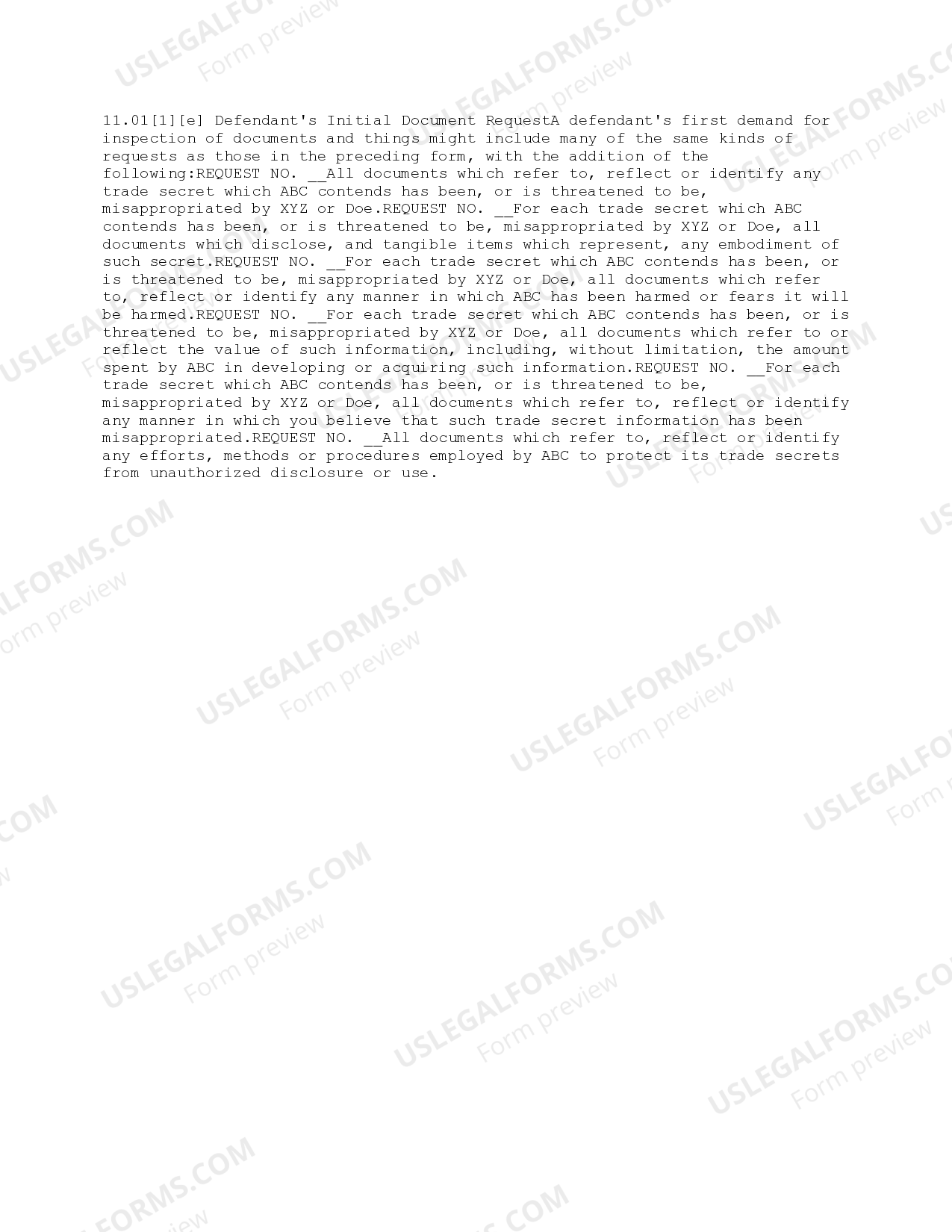 Defendant Initial Document Request | US Legal Forms