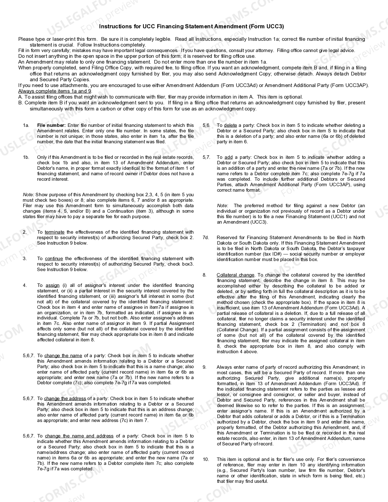 UCC3 Financing Statement Amendment | US Legal Forms