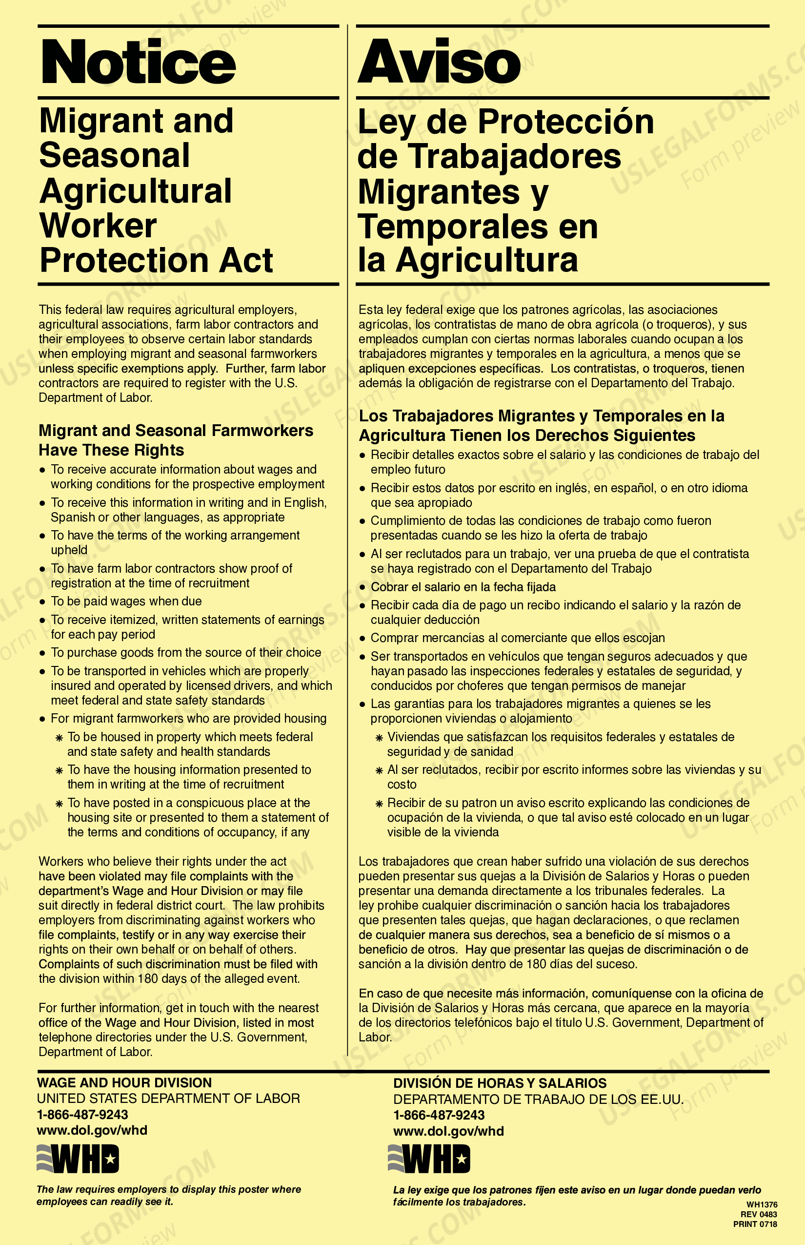 Migrant and Seasonal Agricultural Worker Protection Act MSPA Poster ...