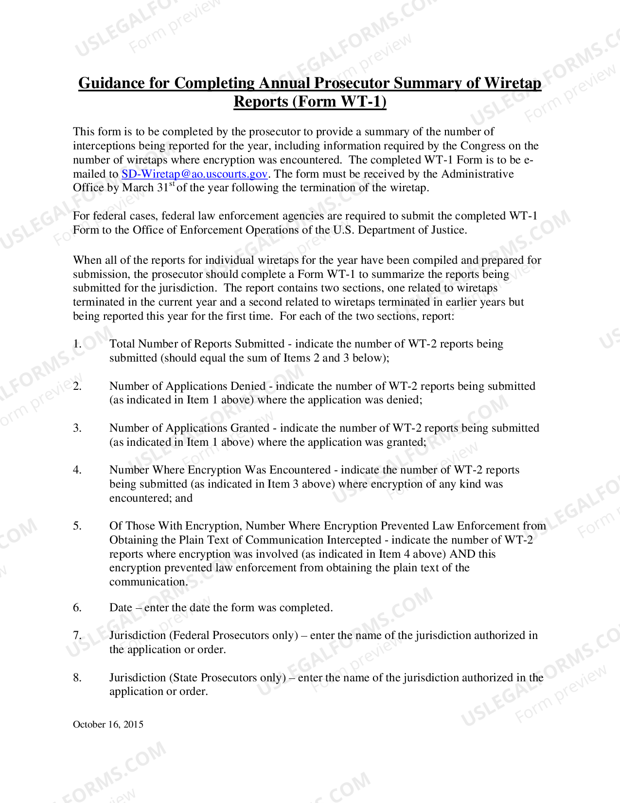 Instructions for Annual Prosecutor Summary of Wiretap Reports | US ...