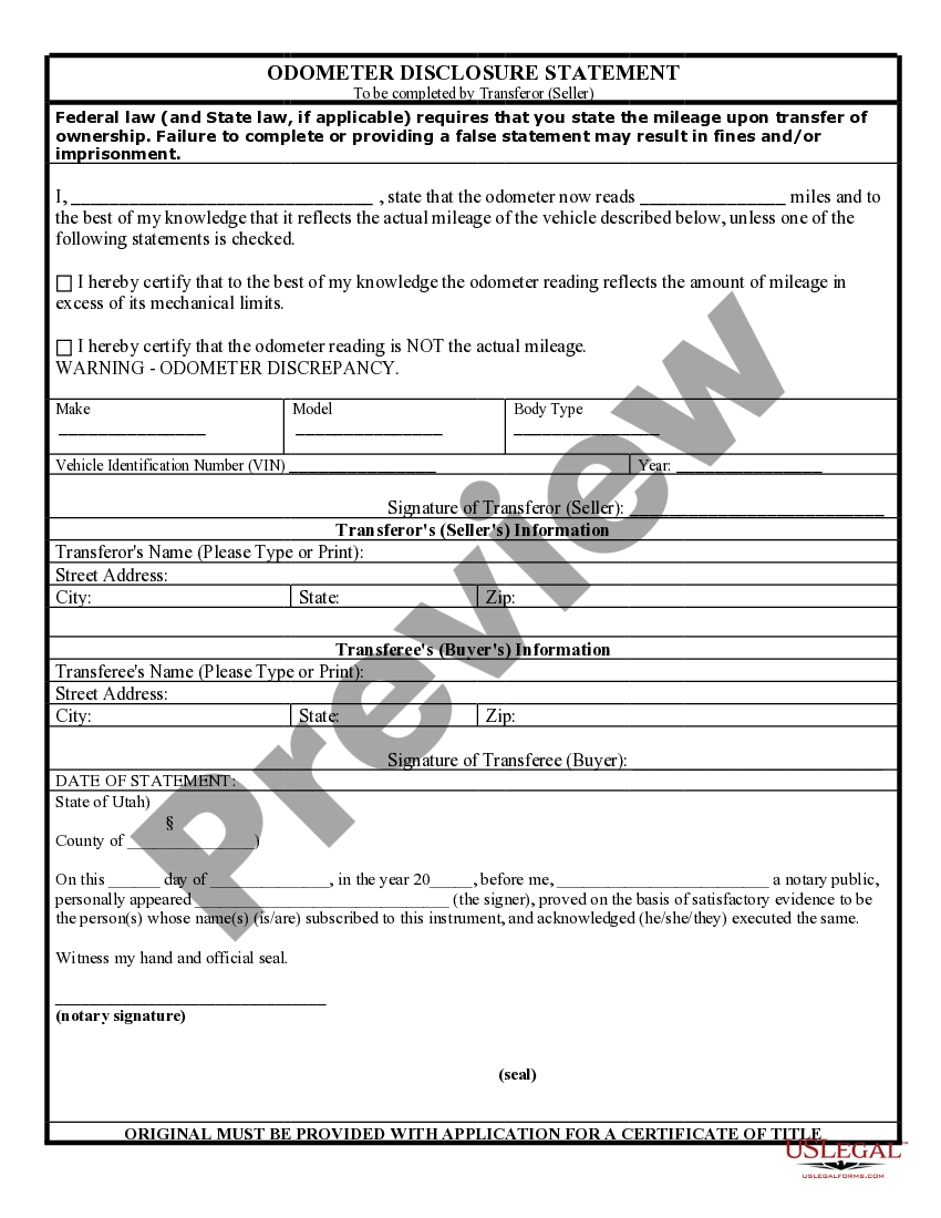 Utah Bill Of Sale Filled Out Example US Legal Forms