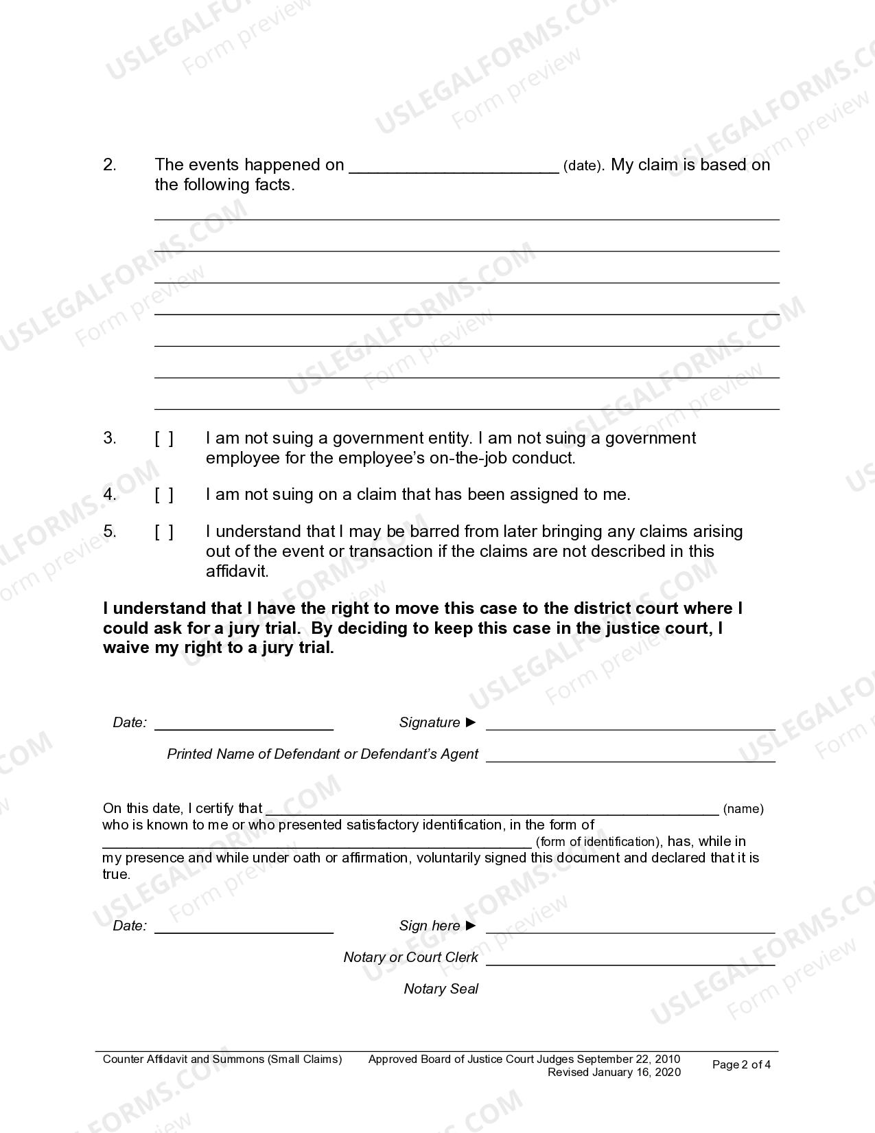 Utah Counter Affidavit | US Legal Forms
